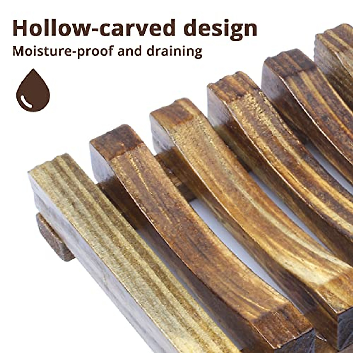 Sihuuu Soap Dish, Soap Saver Holder Soap Tray for Bathroom Shower Easy Cleaning, Dry, Stop Mushy Soap (Brown, Wood)