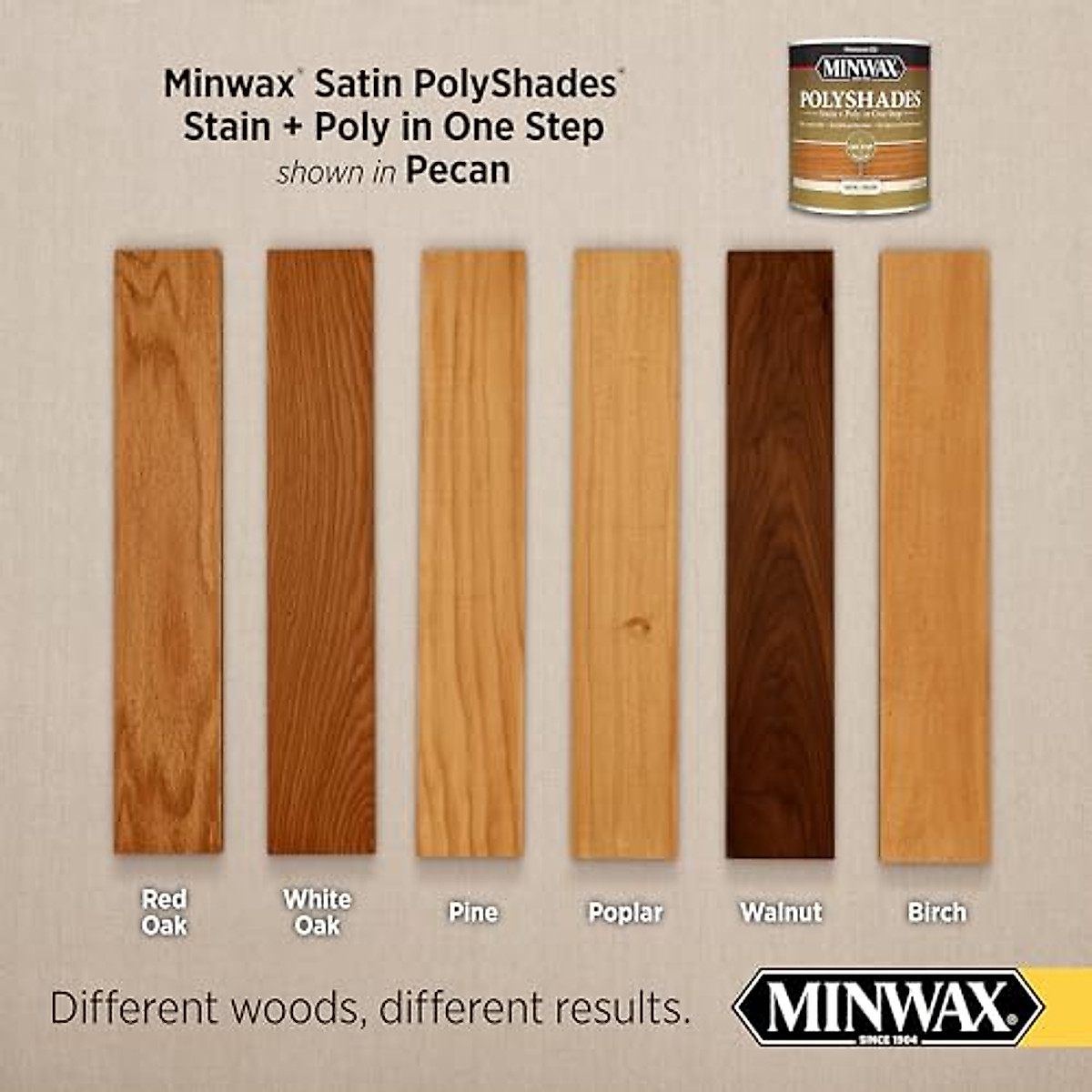 1 qt Minwax 61320 Pecan PolyShades Wood Stain And Polyurethane, Satin