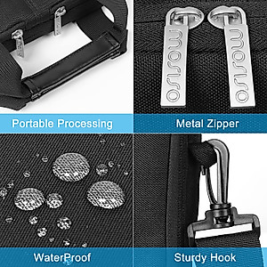 MOSISO Laptop Shoulder Bag Compatible with MacBook Air/Pro,13-13.3 inch Notebook,Compatible with MacBook Pro 14 inch 2023-2021,Polyester Briefcase with Front 3 Rectangle Separate Pockets & Belt, Black