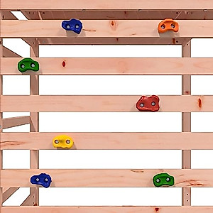 GOLINPEILO Outdoor Playset Solid Wood Douglas,Garden Play Set with 1 Play Towers with Bridge,1 Wave Slide,1 Double Swing Set,Modern Outdoor Backyard Children's Climbing Wood Playground Playset,-4595