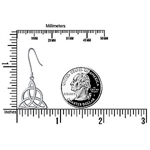 925 Sterling Silver Good Luck Irish Trinity Celtic Knot Triangle Vintage Dangle Drop Earrings