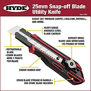 Hyde 42051 25mm Snap-Off Knife with Screw Lock