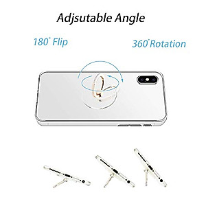 TACOMEGE Transparent Clear Phone Holder Ring Grips for iPhone Samsung Galaxy, Finger Ring Stand for Smartphones Tablets Cases (Round-Gold-Crystal)