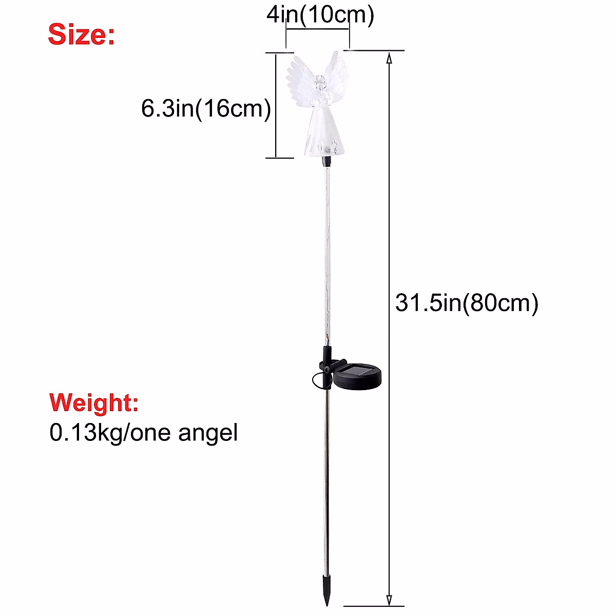 MIBUNG 4 Pack Solar Angel Lights Outdoor Decor,Solar Powered Color Changing Angel Easter Stakes Decorative Memorial Lights Garden Yard Lawn Pathway Grave Cemetery Decoration,Valentine's Day Women Gift