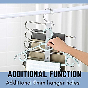Kumillet Multifunctional Pants Hangers 2 Packs - space saving non slip rack organizer foldable hangers for clothes scarf jeans trousers shorts closet bottom heavy metal multi clothing (White, 6 Hooks)
