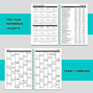 2024 Appointment Book & Planner - Daily Hourly Planner 2024, Jan 2024 - Dec 2024, 8.5" x 6.4", 30-Minute Interval, Lay - Flat, Round Corner, Twin-Wire Binding - Teal Green