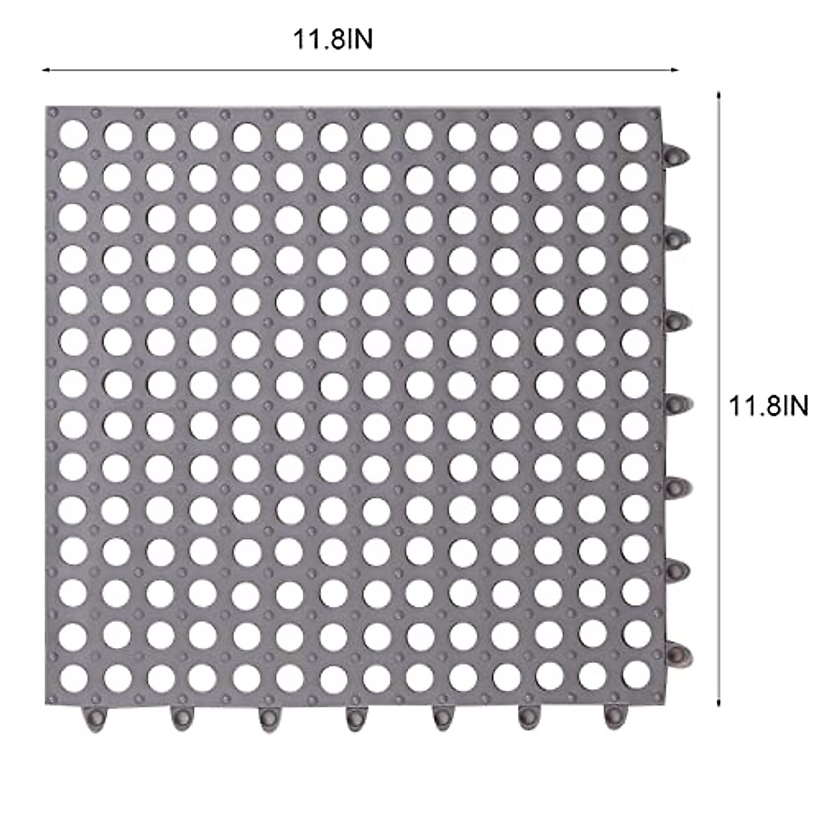 Jucoan 12 Pack Interlocking Non Slip Drainage Floor Tiles, 11.8 X 11.8 Inch Soft PVC Bath Shower Floor Mat with Suctions Cups, Drainage Holes for Bathroom, Kitchen, Pool, Wet Areas