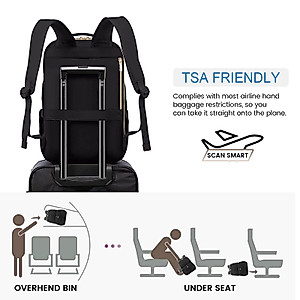 LOVEVOOK Laptop Backpack for Women, Stylish Laptop Bookbag, Water Resistant Travel Backpack, Carry On College School Backpack, Fits 15.6" Laptop (Black, M- 15.6 inches)