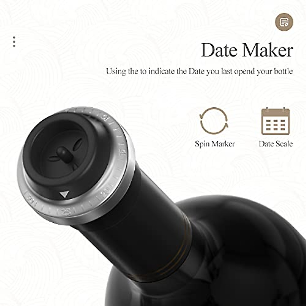 HGB Wine Stopper,Premium Wine Bottle Stopper Wine Pump Preserver Saver Kit Best Gifts for Wine Lovers,Longer Fresh Includes Vacuum Pump & 2 Reusable Air Bottle Stoppers1