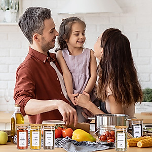 CUCUMI 36pcs Spice Containers with Bamboo Lids 4oz Glass Spice Jars with Labels and Chalk Marker, Seasoning Storage Containers for Spice Rack, Cabinet and Drawer