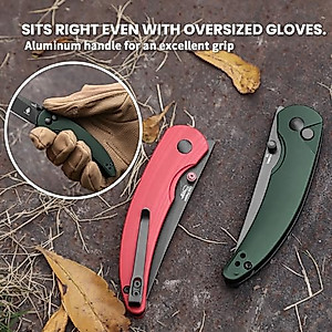 Kizer Chili Pepper EDC Knife, 3 Inches 3V Steel Pocket Knife Green Aluminum Handle Thumb-stud Openers Tools V3601A1