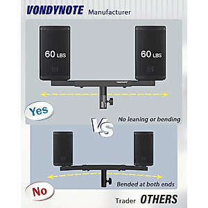 Vondynote Dual Speaker Mount Bar Mounting Fork Bracket Speaker Pole Width Adjustable, Single