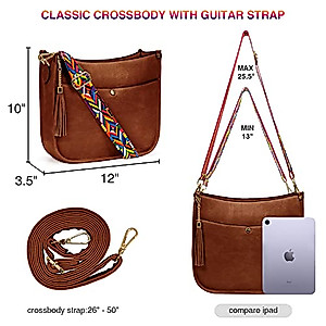 CELELA Crossbody Bags for Women Vegan Leather Shoulder Bucket Cross-body Purse with Guitar Strap Replacement Tassel(Bown)