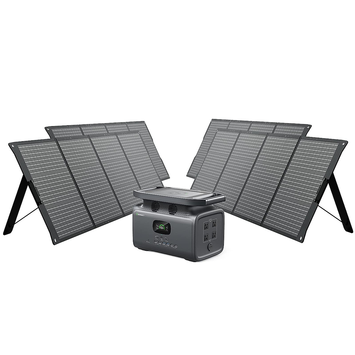 GROWATT Solar Generator, Portable Power Station 1512Wh with 800W Solar Panels, 4 x 110V/2000W AC Outlets (4000W Peak), 2.5 Hrs Solar Charging, Emergency Power Backup for Outdoor Camping, Home, RV