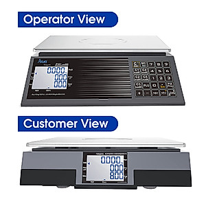 ACLAS Digital Price Computing Scale NTEP Certified Legal for Trade 60lbs 0.02lb Commercial Retail Scales w/LCD Dual Screen Displays for Food, Meat, Deli, Fruit Market Dry Cell Battery Powered