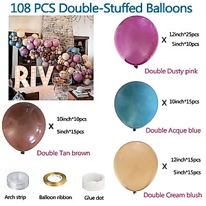 Dusty Pink Blush Balloon Garland Arch Kit,Double-Stuffed Dusty Pink Nude Coffee Blue Balloons for Birthday Bridal Baby Shower Wedding Party Decorations