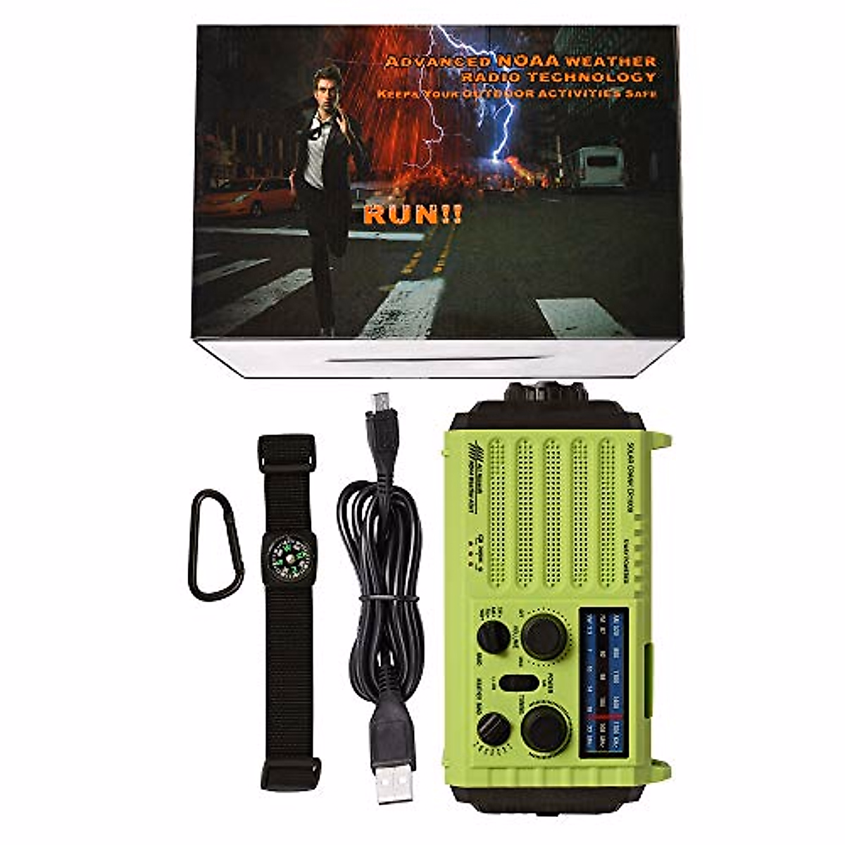 Emergency Radio Hand Crank Solar, AM/FM/SW NOAA Weather Radio, Portable Battery Operated Radio with Cell Phone Charger, 3W LED Flashlight & Reading Lamp, SOS for Home,Storm,Camping,Survival