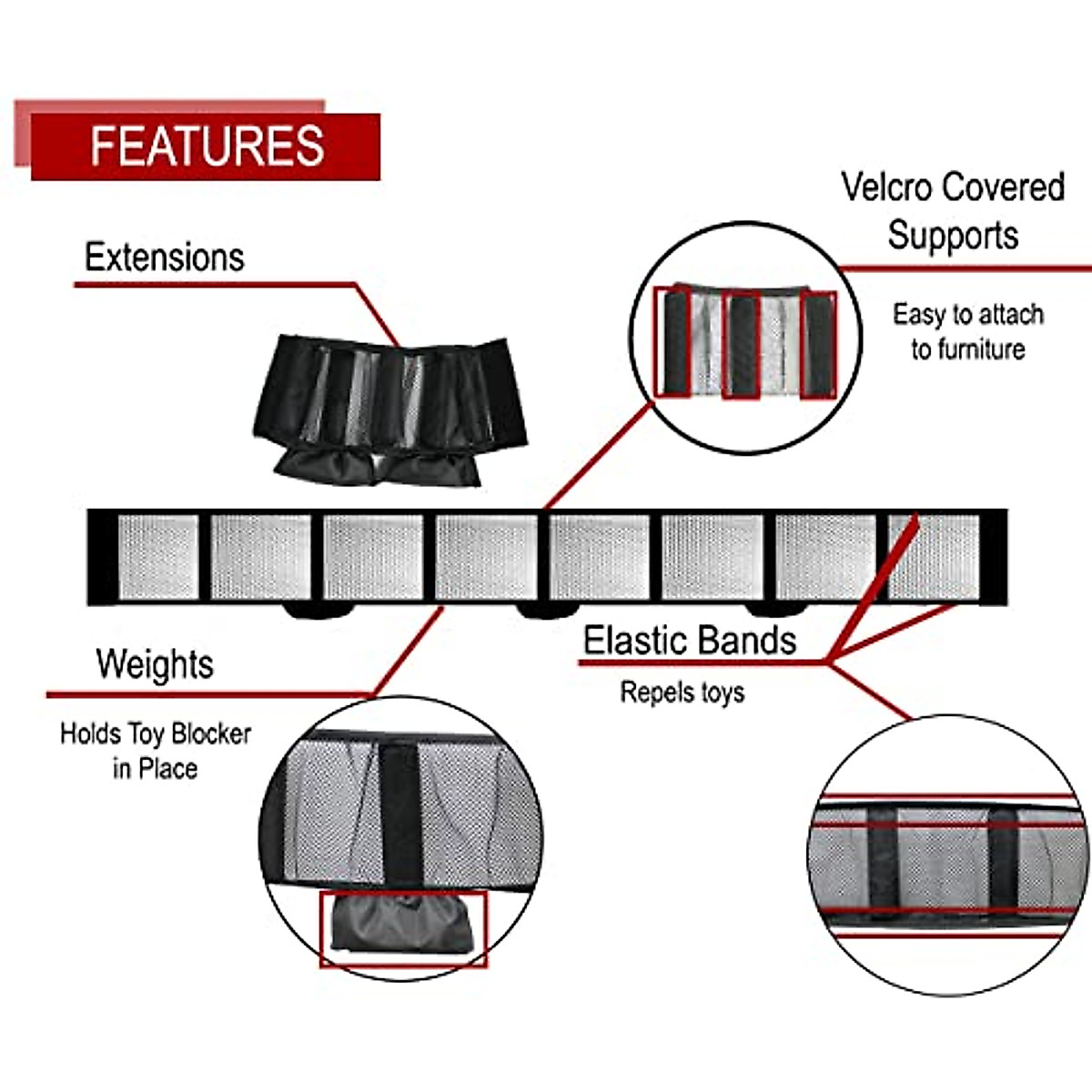 LAMINET Deluxe Under Couch Toy Blocker - Keep Toys and Other Objects from Disappearing Under Furniture. Attaches Easily to The Bottom of Couches and Furniture Non Adhesive Works on All Types of Floors