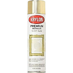 Krylon K01000A07 Premium Metallic Spray Paint Resembles Actual Plating, 18K Gold, 8 oz