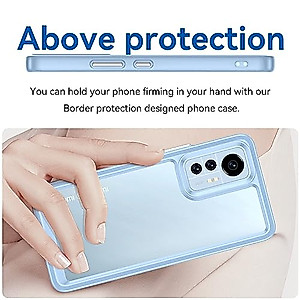 GTBDEKI Clear Case for Xiaomi 12 Lite Case, 2203129G Case with HD Screen Protector, Anti-Scratch Shockproof Clear Hard PC + TPU Bumper Protective Cover Case for Xiaomi 12 Lite 5G Crystal Blue