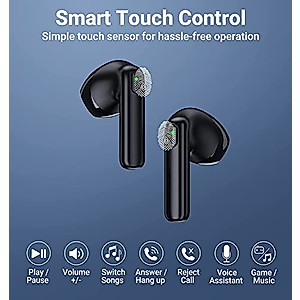 Wireless Earbuds meyer Bluetooth Headphones In Over Ear Bluetooth 5.3 Earphones with Microphone, Waterproof Ear Buds for Workout Sport Running Gym Gaming, HiFi Stereo LED Display, USB-C, Touch Control