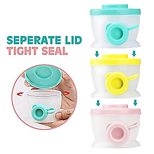 Zooawa Baby Formula Dispenser, Non-Spill Stackable Milk Powder Formula Container Christmas Formula Holder Snack Fruit Biscuits Storage for Travel, On-The-Go, BPA Free, 3 Compartments