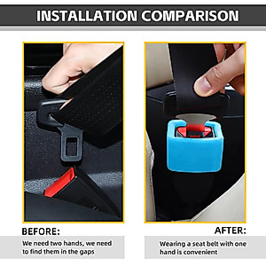 NTNEV 2PCS Seat Belt Buckle Holder, Silicone Seat Belt Buckle Booster, Keep the Seat Belt Buckle Upright and Stable, Raises Seat Belt Buckle for Easy Access, Car Accessories (Blue)