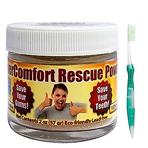 Gum Disease Help! Dental Rescue Combo - Rescue Tooth & Gum Powder & Effective Flossing Toothbrush - Helps Reduce Gum Recession, Helps to Remove Plaque, Helps with Gingivitis, Helps Bleeding Gums