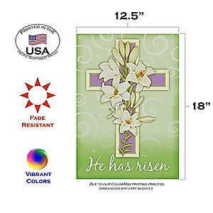 Toland Home Garden 117094 Easter Cross Easter Flag 12x18 Inch Double Sided Easter Garden Flag for Outdoor House religious Flag Yard Decoration