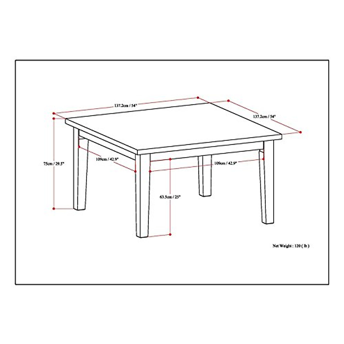 SIMPLIHOME Eastwood SOLID HARDWOOD 54 Inch Square Contemporary Dining Table in Java Brown, For the Dining Room