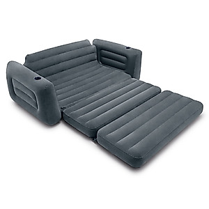 Intex Pull-Out Sofa Inflatable Bed, 80" X 91" X 26", Queen, Gray