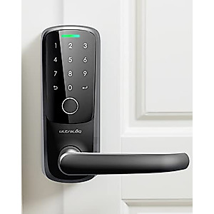 ULTRALOQ Latch 5 World's First Built in WiFi Smart Lock (Black) with Fingerprint ID, 5-in-1 Keyless Entry Electronic Door Handle with Bluetooth, Biometric Fingerprint and Touch Digital Keypad