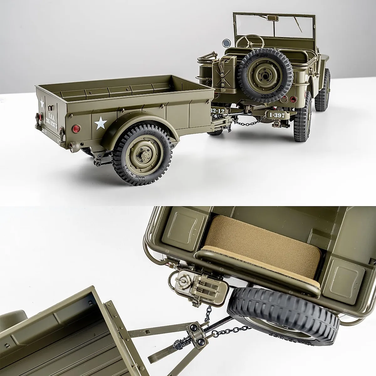 ROCHOBBY Trailer for 1/12 1941 MB Willys Scaler RC Crawler, RC Accessories