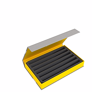 Feldherr Magnetic Box Yellow for Model Railway locomotives, Wagons and Vehicles - 6 Slots for Z Gauge - Vertical