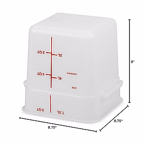 Carlisle FoodService Products Squares Square Food Storage Container with Stackable Design for Catering, Buffets, Restaurants, Plastic, 8 Quarts, White