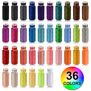 72pcs Sewing Thread kit, 36 Colors Sewing Machine Threads, Prewound Bobbins Sewing Threads Kit, Sewing Machine Thread Assortment, 400 Yards per Spools Polyester Thread