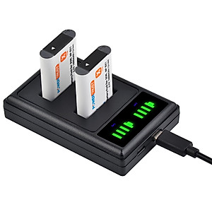 PowerTrust NP-BX1 Battery (2-Pack) and LED Charger for Sony NPBX1/M8, Cyber-Shot DSC-HX80, RX1, RX1R, RX100, RX1RII, HDR-CX240, HDR-PJ275, HDR-AS30V Camera Batteries