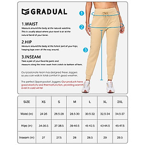G Gradual Women's Fleece Lined Joggers High Waisted Water Resistant Thermal Winter Sweatpants Running Hiking Pockets(Olive, L)