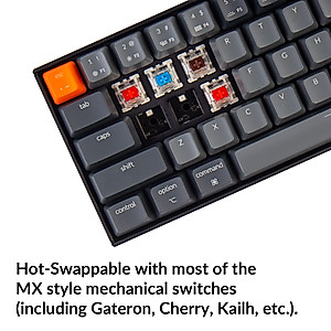 Keychron K14 70% Layout 72 Keys Hot-Swappable Bluetooth Wireless/USB Wired Mechanical Gaming Keyboard with Gateron G Pro Blue Switch/Multitasking/White LED Backlight Computer Keyboard for Mac Windows