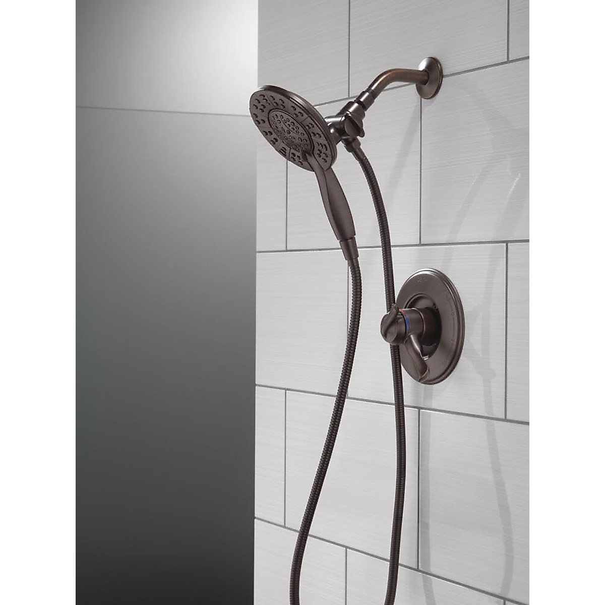Delta Faucet 4-Spray In2ition Dual Shower Head with Handheld Spray, Oil Rubbed Bronze Shower Head with Hose, Showerheads & Handheld Showers, Handheld Shower Heads, Venetian Bronze 58499-RB