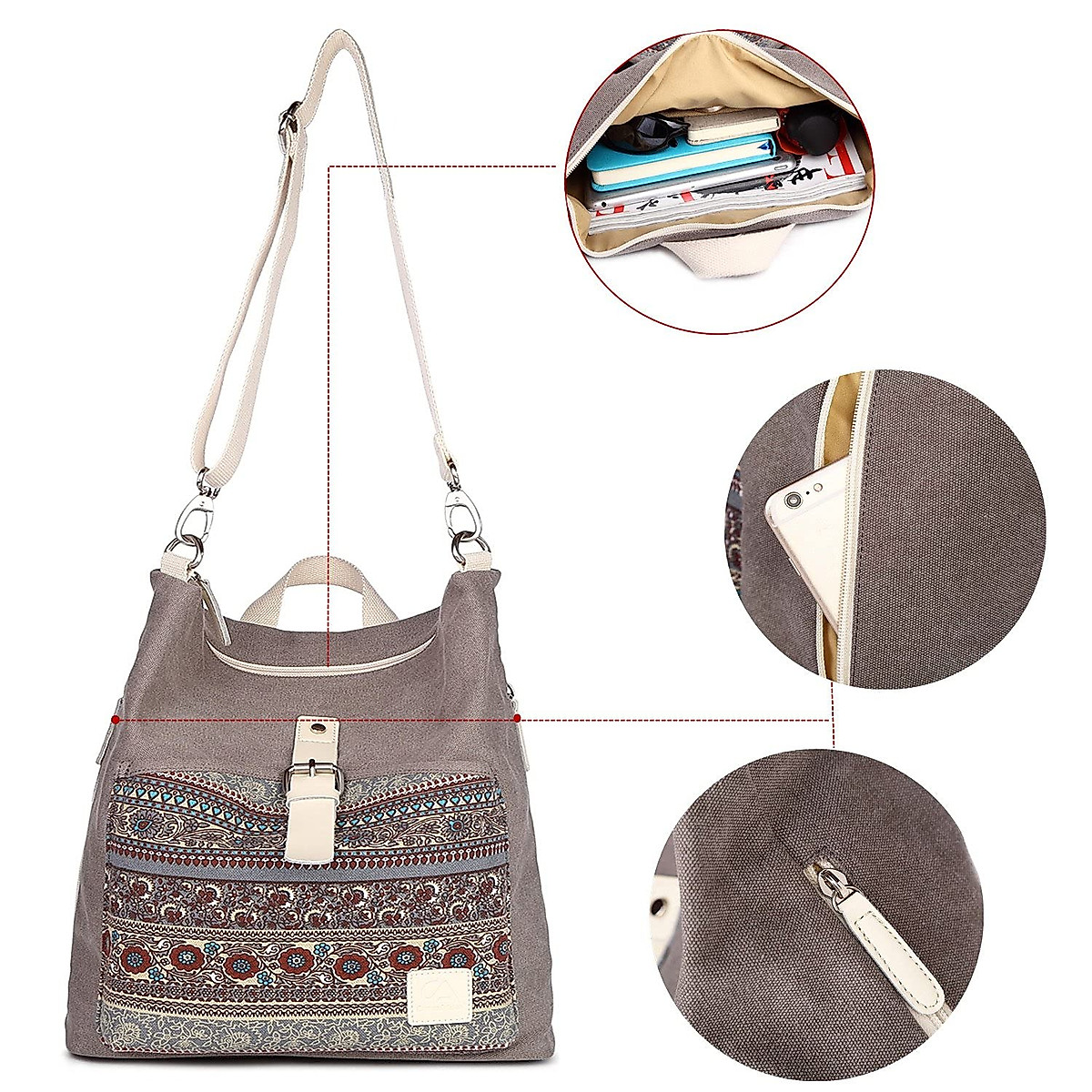 Backpack Purse Set Women Ladies Fashion Casual Lightweight Shoulder Bag Wallet Travel Daypack (Gray with Wallet)