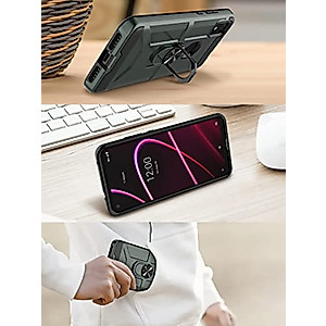 TCL Revvl 4 Plus Case, T-Mobile Revvl 4 Plus Case with [3X Tempered Glass Screen Protector], Built-in Ring Kickstand and Magnetic Car Mount Shockproof Dropproof Armor Rugged Case - Dark Green