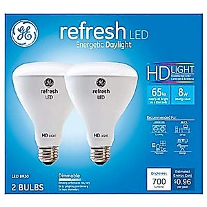 Ge Lighting 45195 8 Watt E26 Br30 Daylight Led Dimmable Relax Hd Reflector Light Bulbs 2 Count
