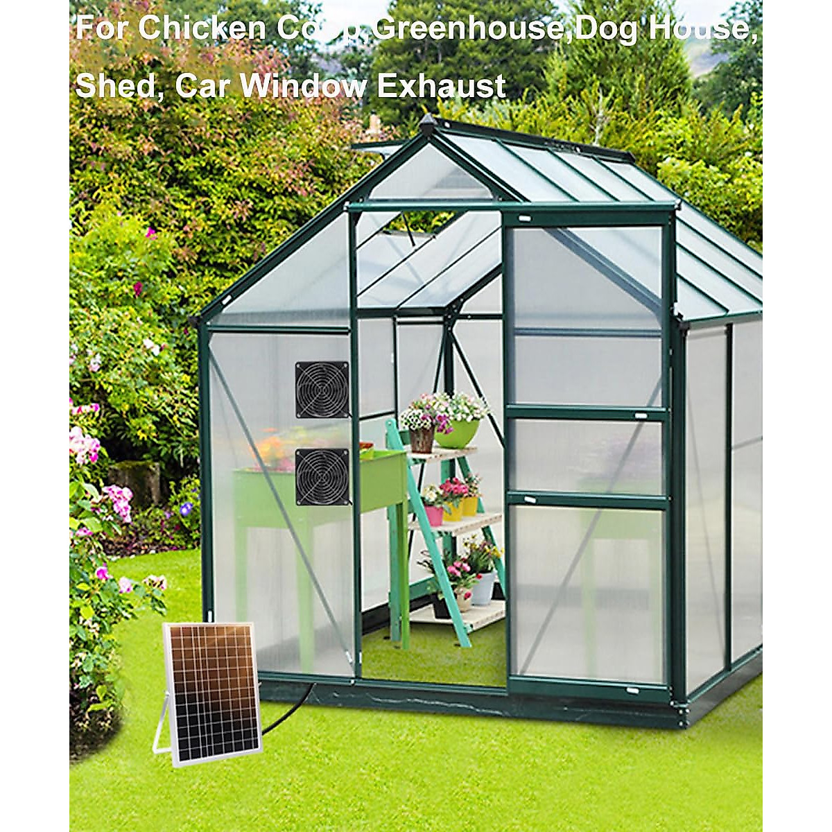 Aeecruny Solar Powered Fan Kit, Upgrade 15W Solar Panel Fan for Campervan, Greenhouse, Solar Exhaust Fan for Shed, Pet Houses