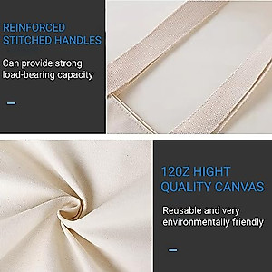 Lidxfeo Canvas Tote Bag Aesthetic, Shoulder Shopping Bag for Women, with Zipper and Inner Pocket, for Shopping, School, Work