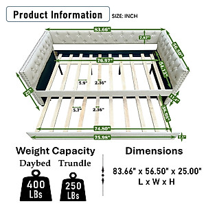 UOCFYK Full Size Upholstered Daybed with Trundle, Sofa Bed Frame w/Put Out Sofa Bed Design for Bedroom Living Room Guest Room, Easy to Assemble, No Box Spring Needed, Beige