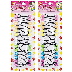 Beauty Town 28 Pcs 12mm Pastel Assorted Hair Ties with Balls Bubble Ponytail Holders for Kids Toddler Girls