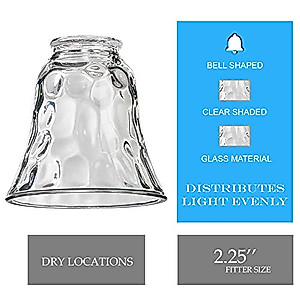 Ciata Lighting Traditional Bell Glass Shade Replacement Shade for Fan/Wall fixtures Shade Pack of 6 (Clear)