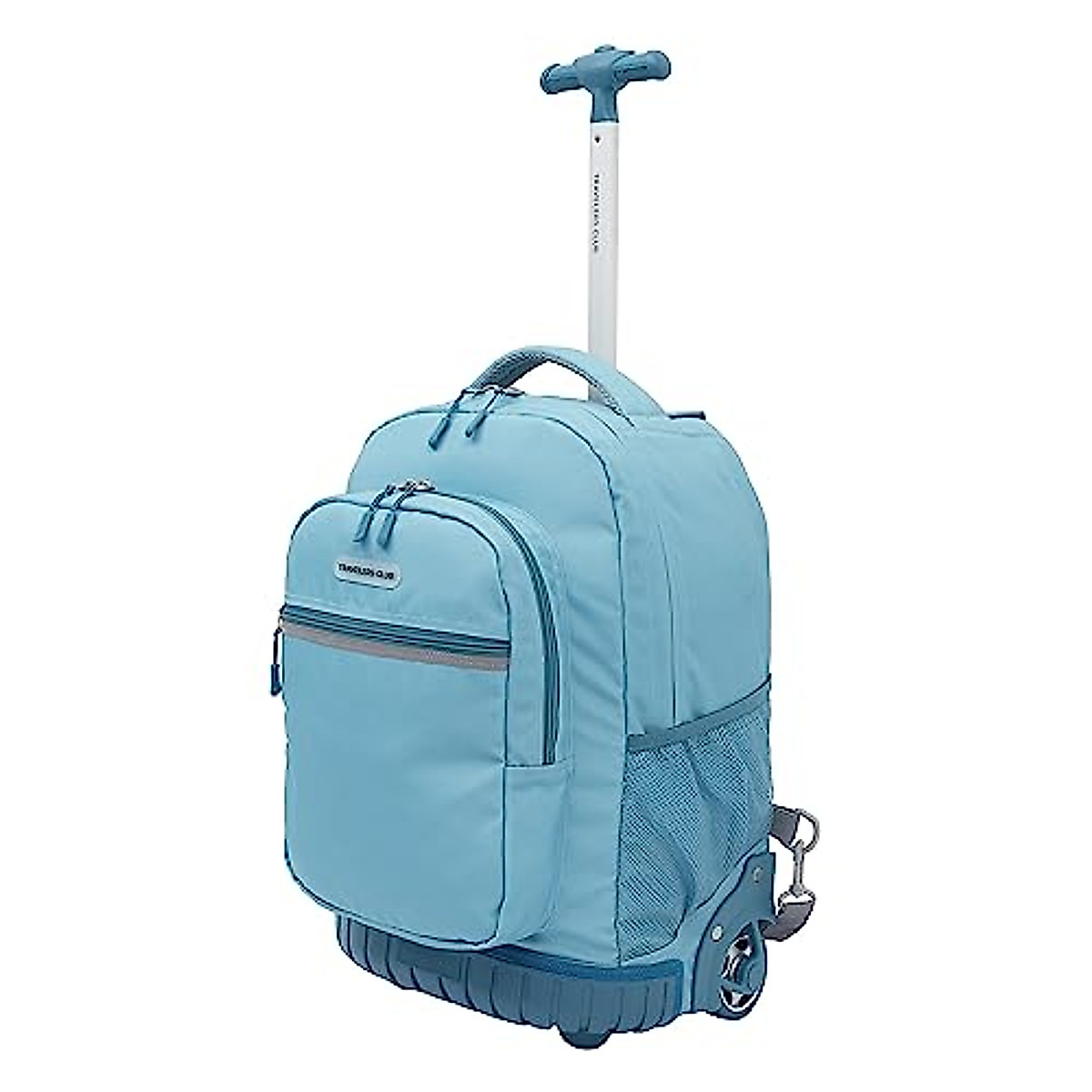 Travelers Club Rolling Backpack with Shoulder Straps, Aqua, 18-Inch