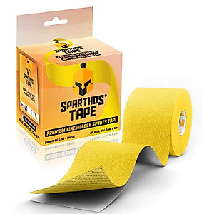 Sparthos Kinesiology Tape [Sunny Yellow - 16.4ft Uncut Roll] x Ice Packs for Injuries [Size Medium + Cover]
